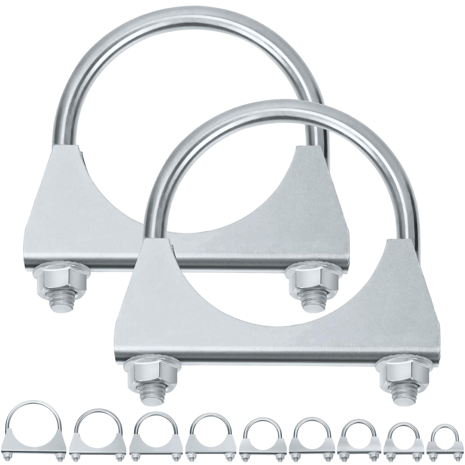 Amazon.com: Swpeet 2Pcs Galvanized 2-3/4" - 70mm Exhaust U Clamp Kit ...