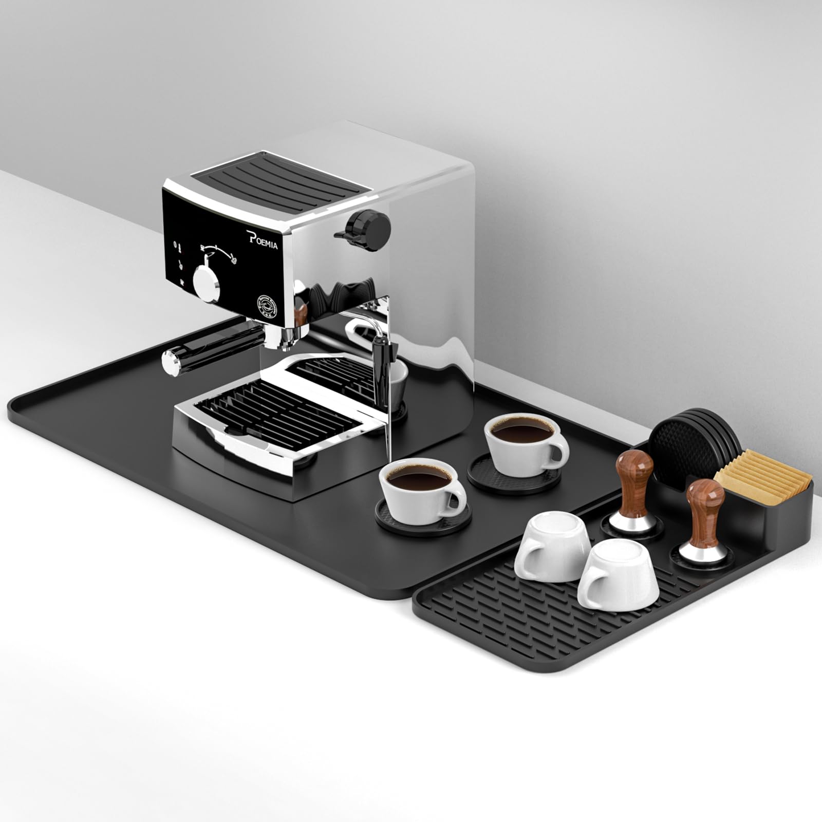 Amazon.com: Silicone Coffee Mat with 6 Coasters,24''x16'' Coffee Bar ...