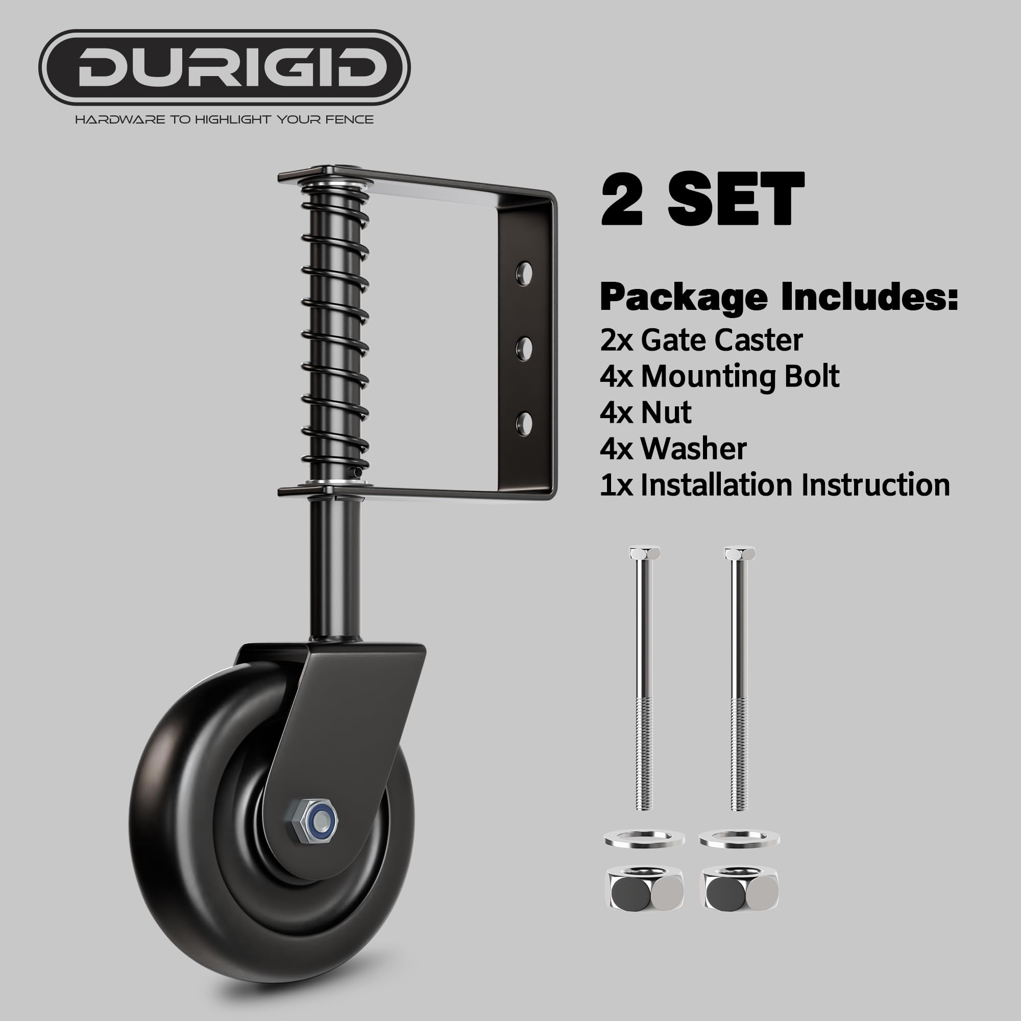 Snapklik.com : DURIGID 43” Spring Loaded Gate Caster Heavy Duty Gate ...