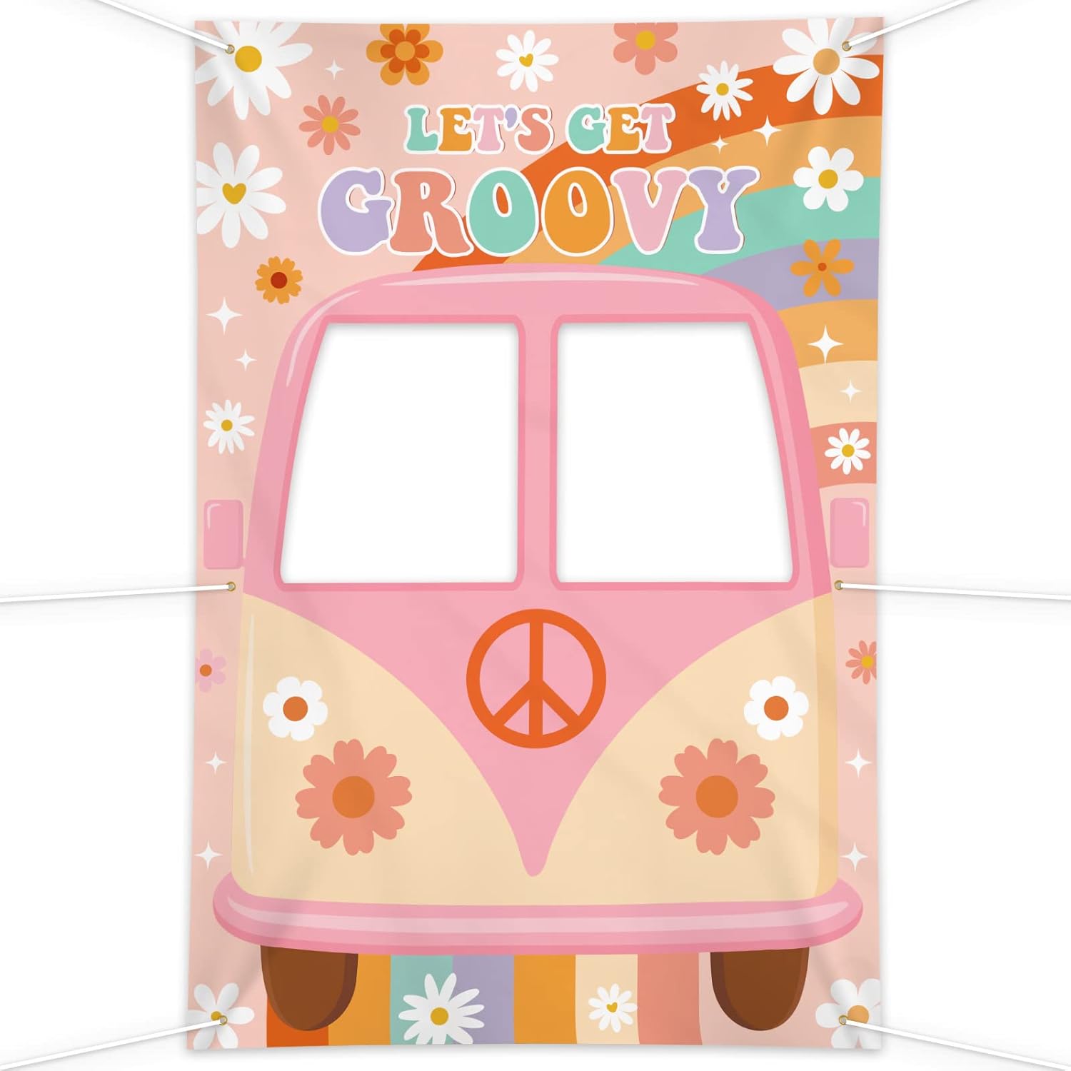 Amazon.com : Vansolinne Hippie Photo Booth Props Bus Groovy Birthday ...