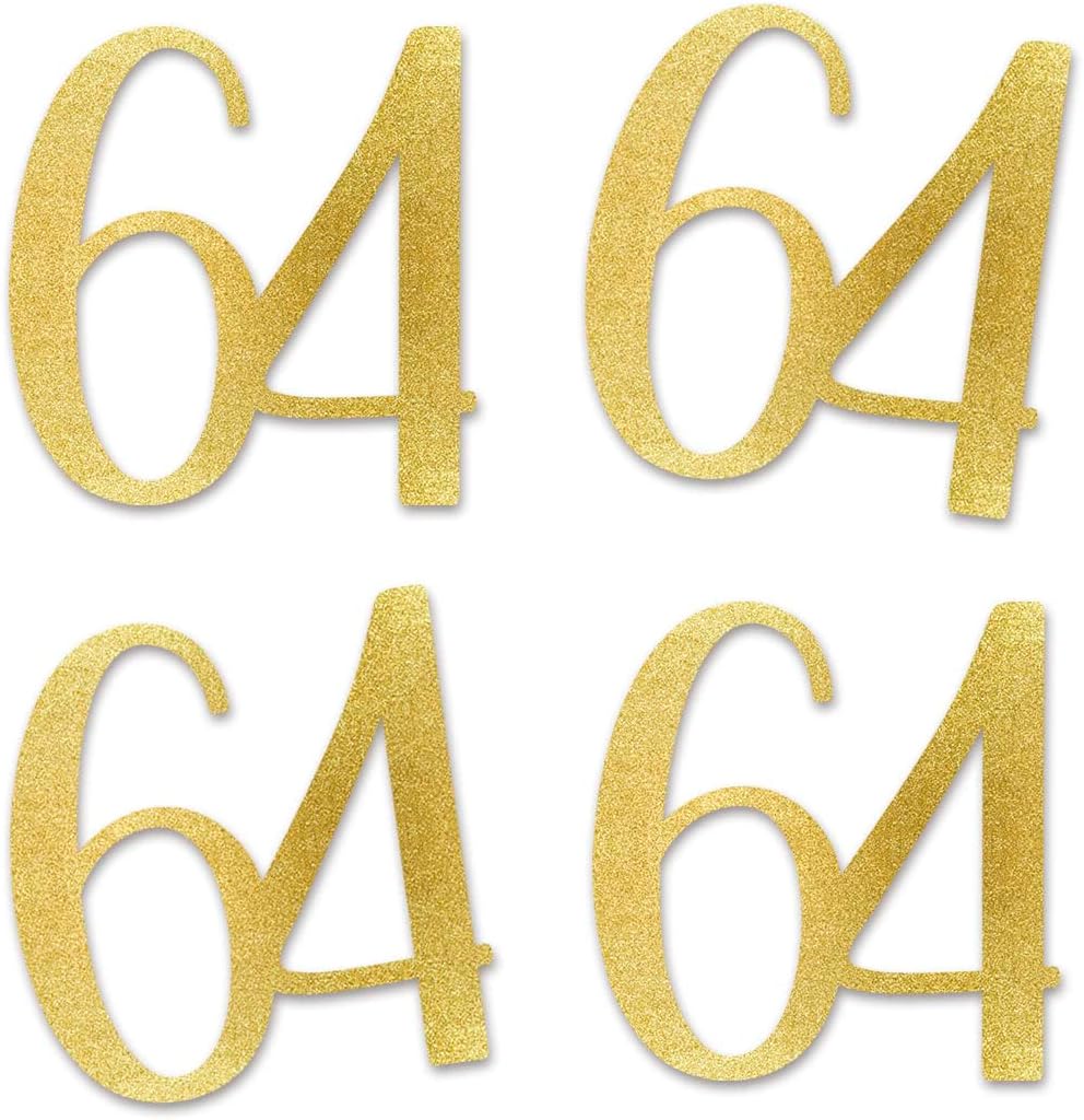 Amazon.com: Gold Glitter 64 Cut-Out Numbers, 64th Birthday Party ...