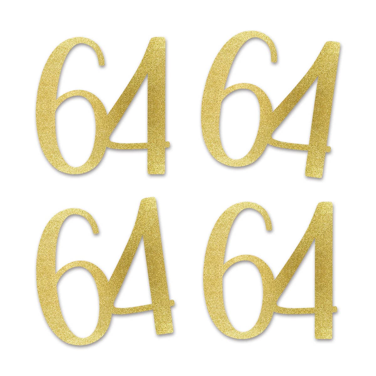 Amazon.com: Gold Glitter 64 Cut-Out Numbers, 64th Birthday Party ...