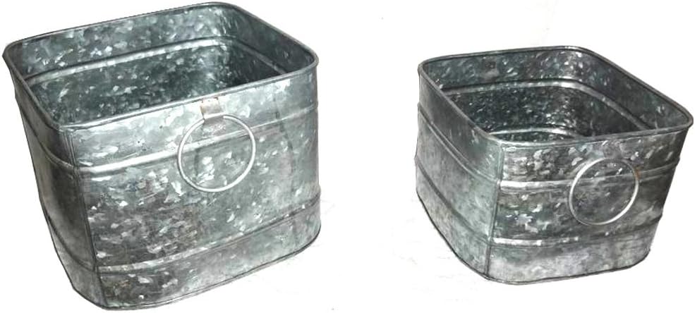 Amazon.com: Pack of 2 Galvanised Tapered Bucket with Wood Handles