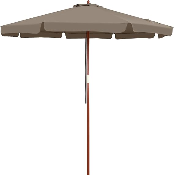 Amazon.de: Kingsleeve® Holz Sonnenschirm 330 cm UV Schutz 80+ Schutzhülle Seilzug Groß Rund ...