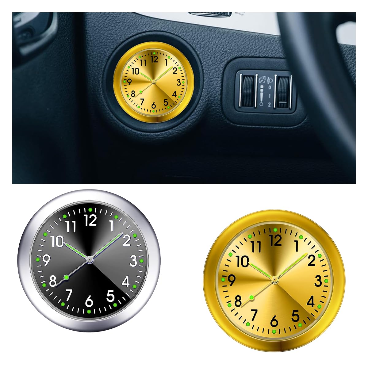 Amazon.com: 2PCS Car Mini Clock, Car Luminous Clock with Adhesive, Car ...