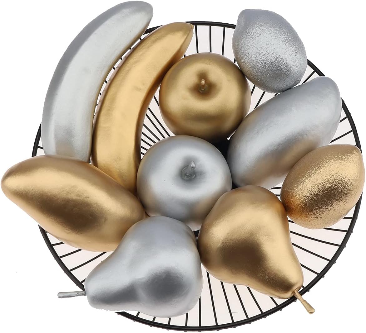 Amazon.com: 6Pcs Realistic Golden Fake Fruit,Lifelike Golden Faux ...