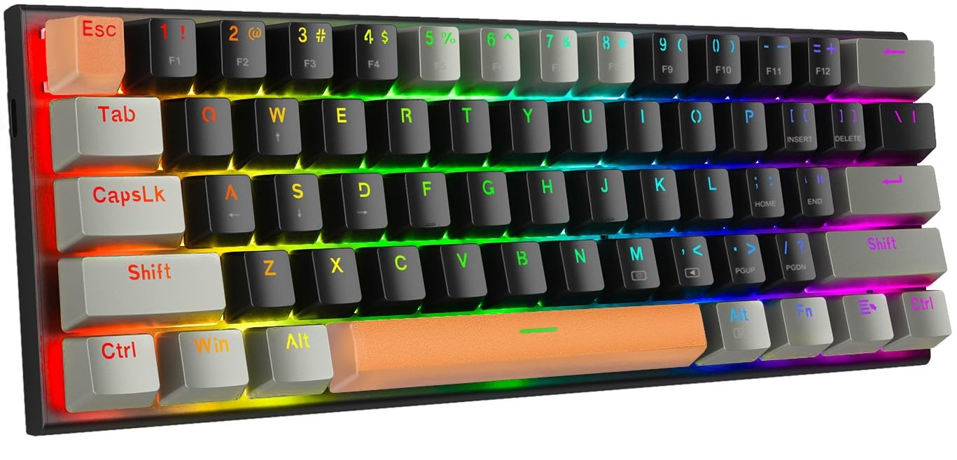 E-YOOSO 60% Wired Mechanical Gaming Keyboard, RGB Backlit Ultra-Compact ...