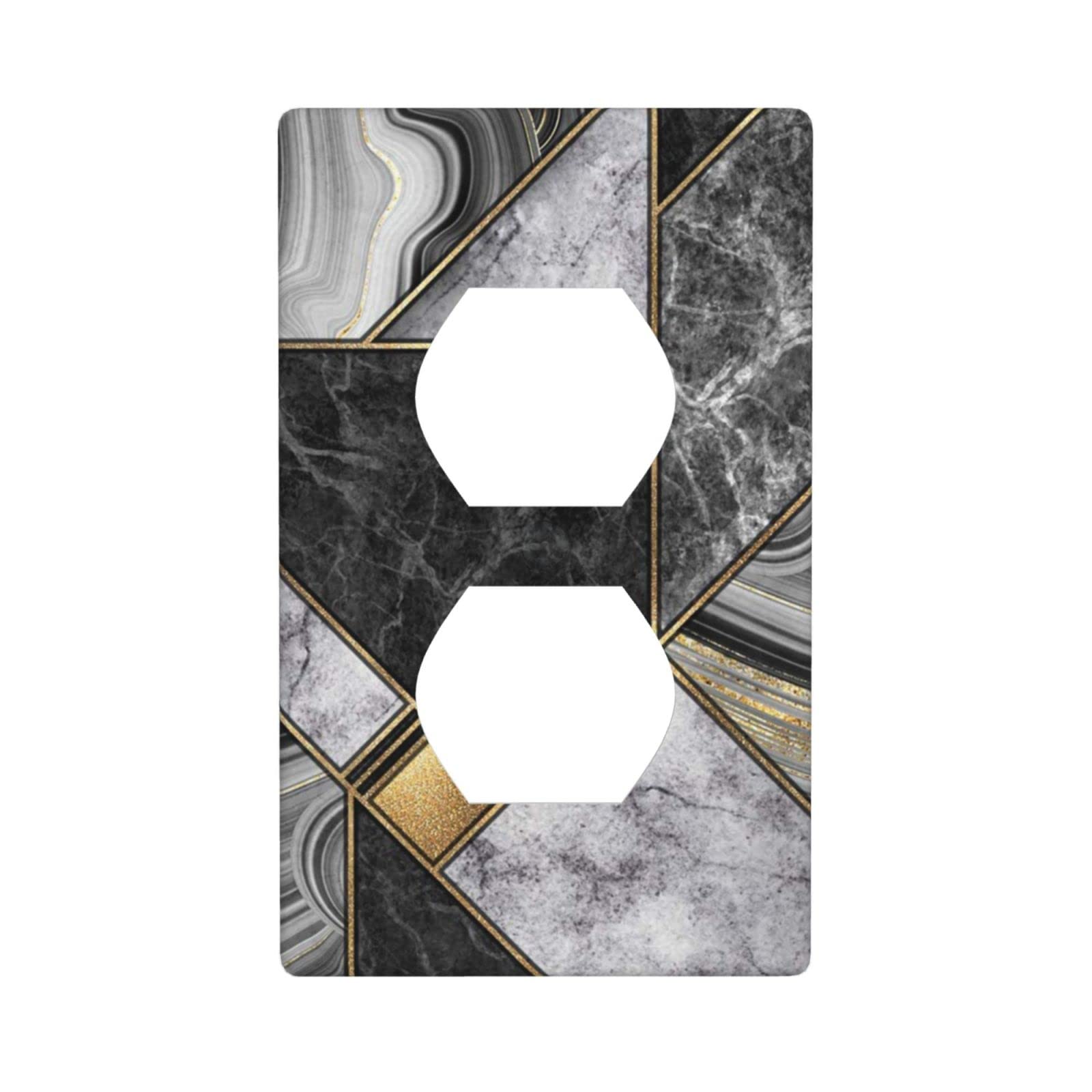 Black Marble Texture Gold Duplex Outlet Wall Plate, Electrical Outlet ...