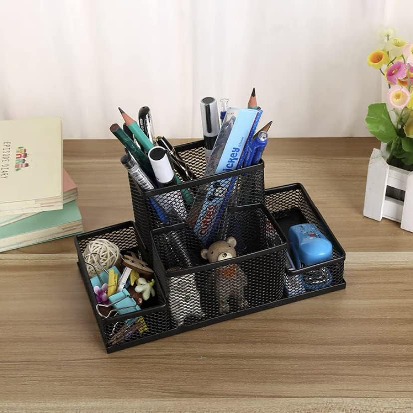 Desktop Pencil Holder Organizer Mesh Pen Holder Multi-Function Metal ...