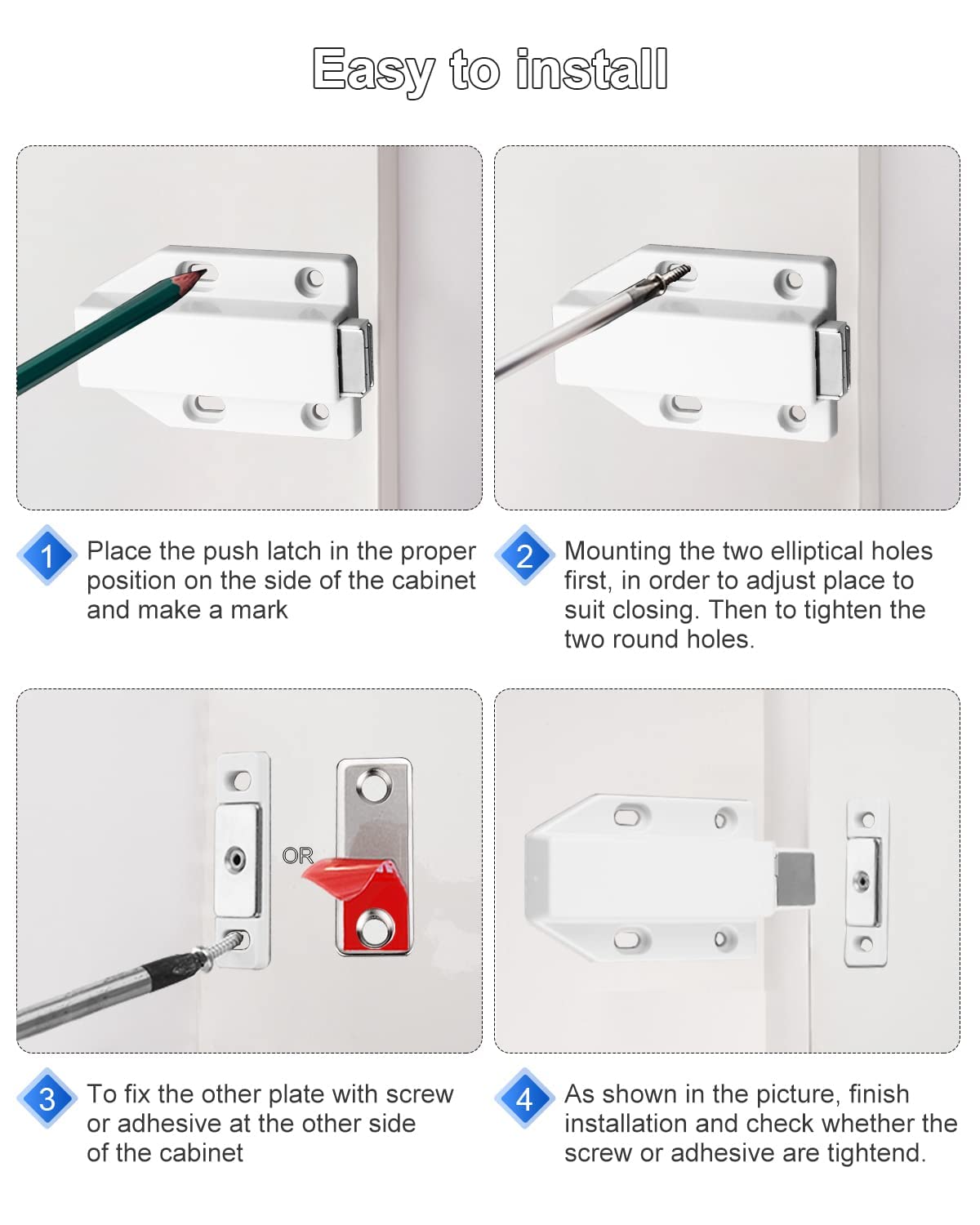 Snapklik.com : Jiayi Double Push To Open Cabinet Door Catches Heavy ...