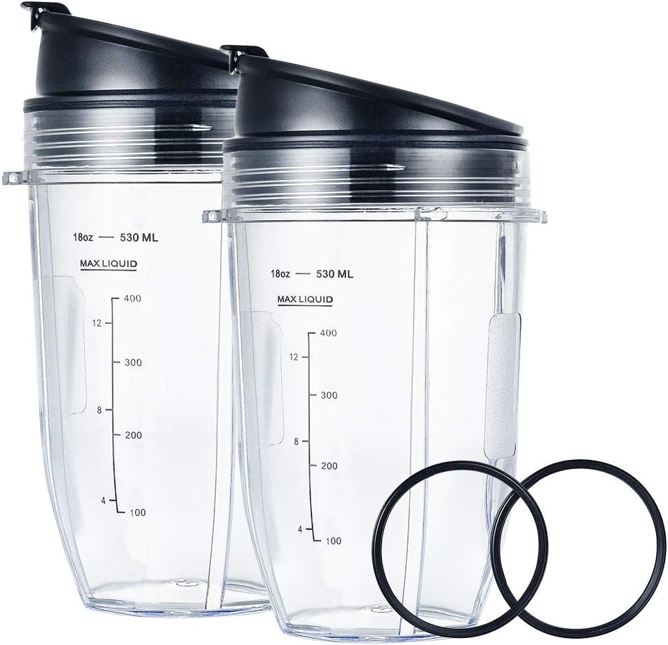 Amazon.com: Blender Replacement Cups for Ninja Blender, 18OZ Cup with 2 ...