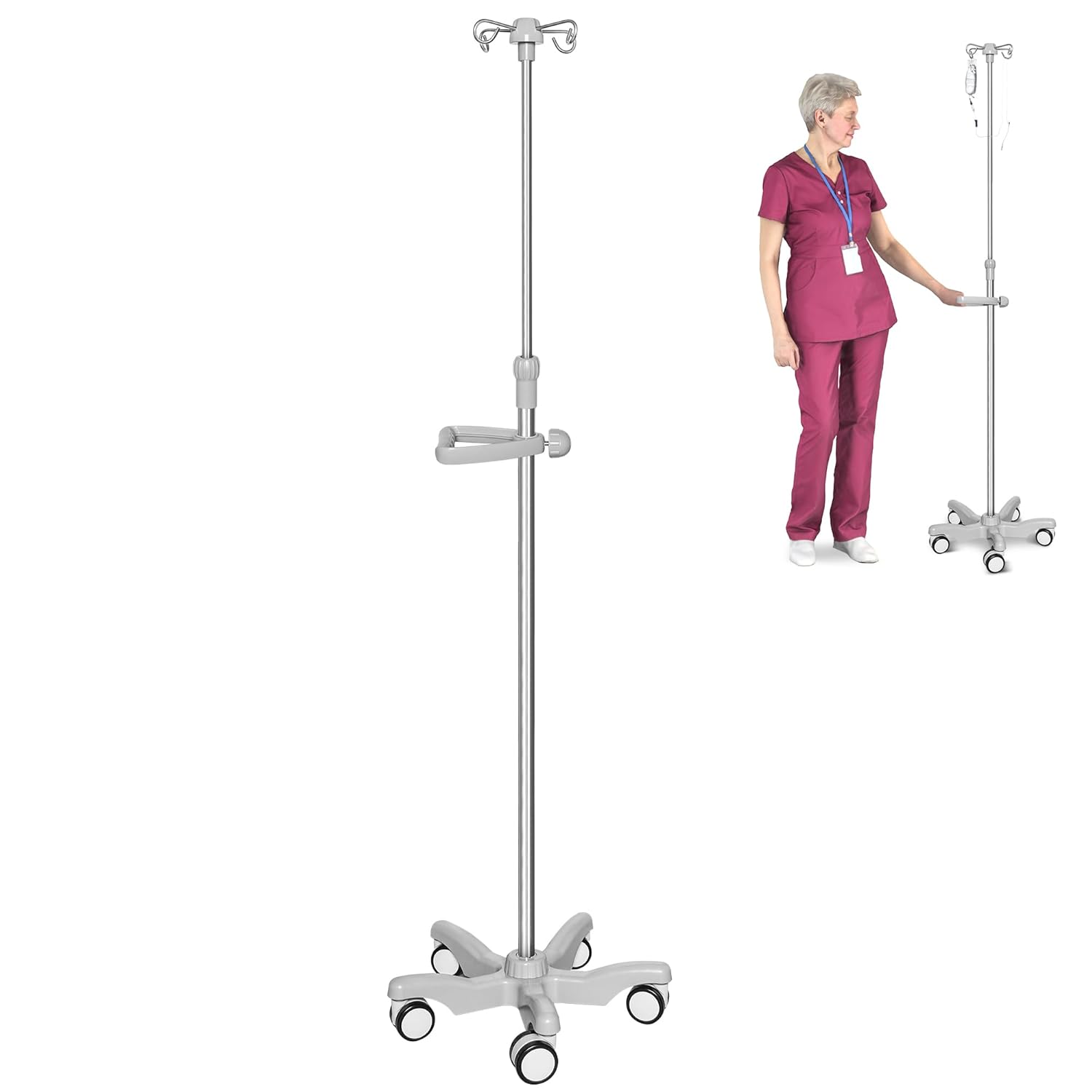 Amazon.com: IV Pole with Wheels Medical Portable IV Stand Pole, IV Bag ...