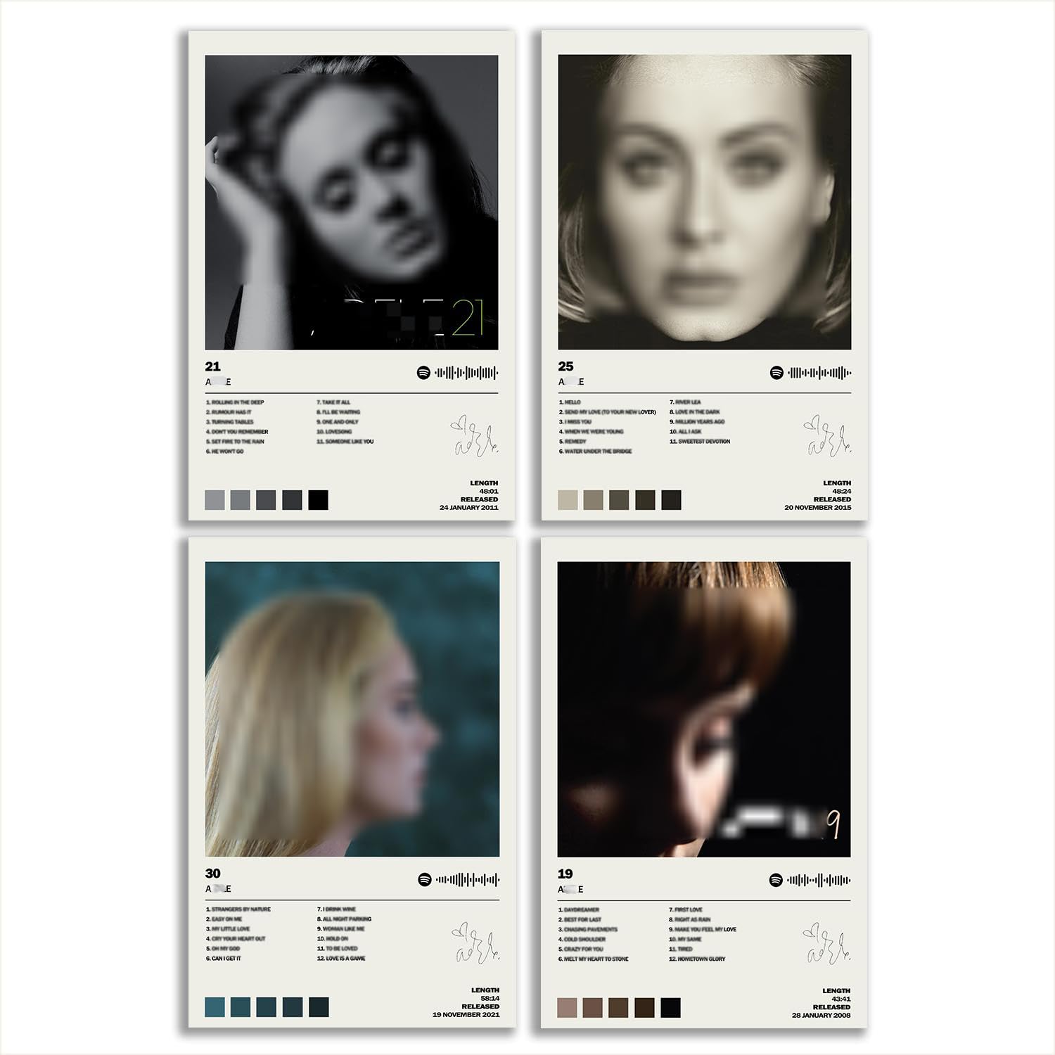 Amazon.com: Adele Album Cover Limited Edition Posters (Set of 4 ...