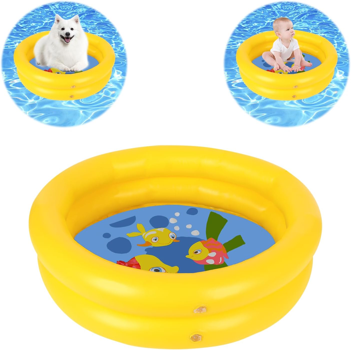 Mini Inflatable Baby Swimming Pool, Paddling Pool for Babies, 2 Ring ...