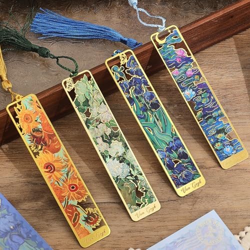 Amazon.com: 4 Pieces Metal Bookmarks with Tassel, Golden Hollow ...