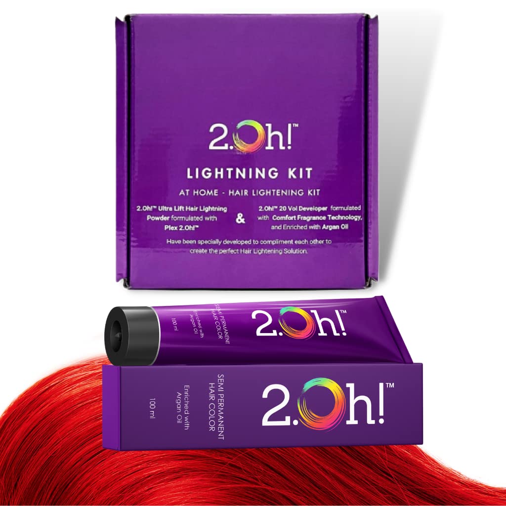 Buy 2.Oh! Semi-Permanent Red Hair Color + Lightning Kit, Combo of Hair ...