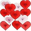 Amazon.com: WILLBOND 12 Pieces Valentines Heart Shaped Hanging Fans Red ...