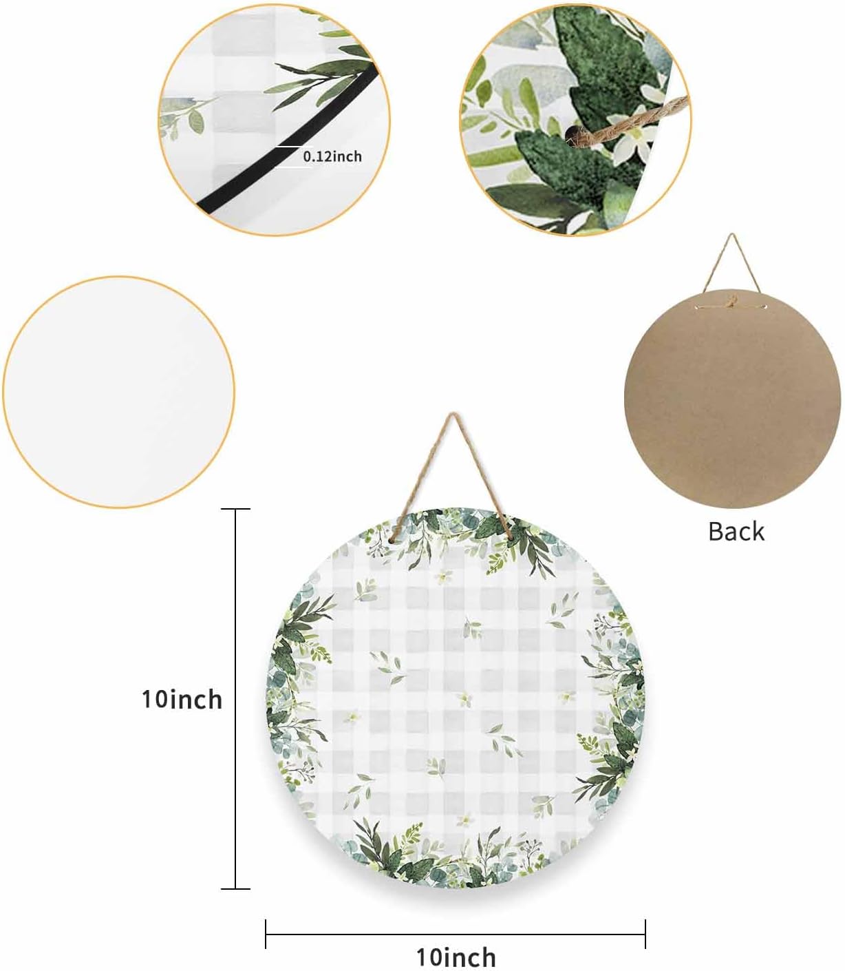 Seasonal Front Door Welcome Sign, Farmhouse Eucalyptus Leaves Grey ...