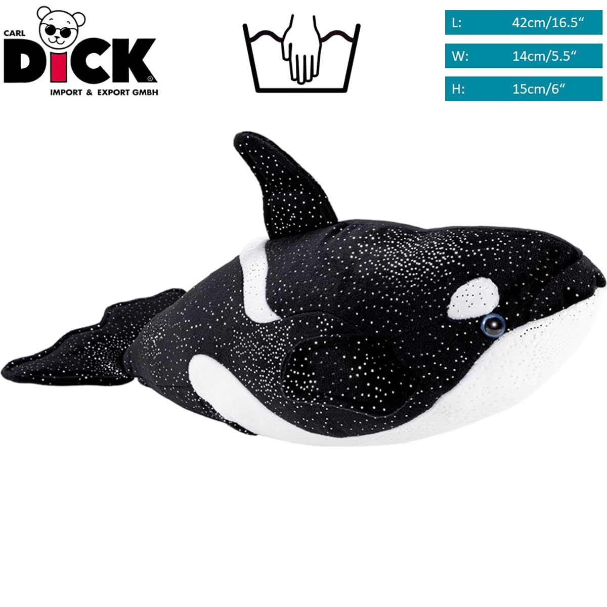 Carl Dick Whale Orca Fish, 16.5 inches, 42cm, Plush Toy, Soft Toy 3575 ...