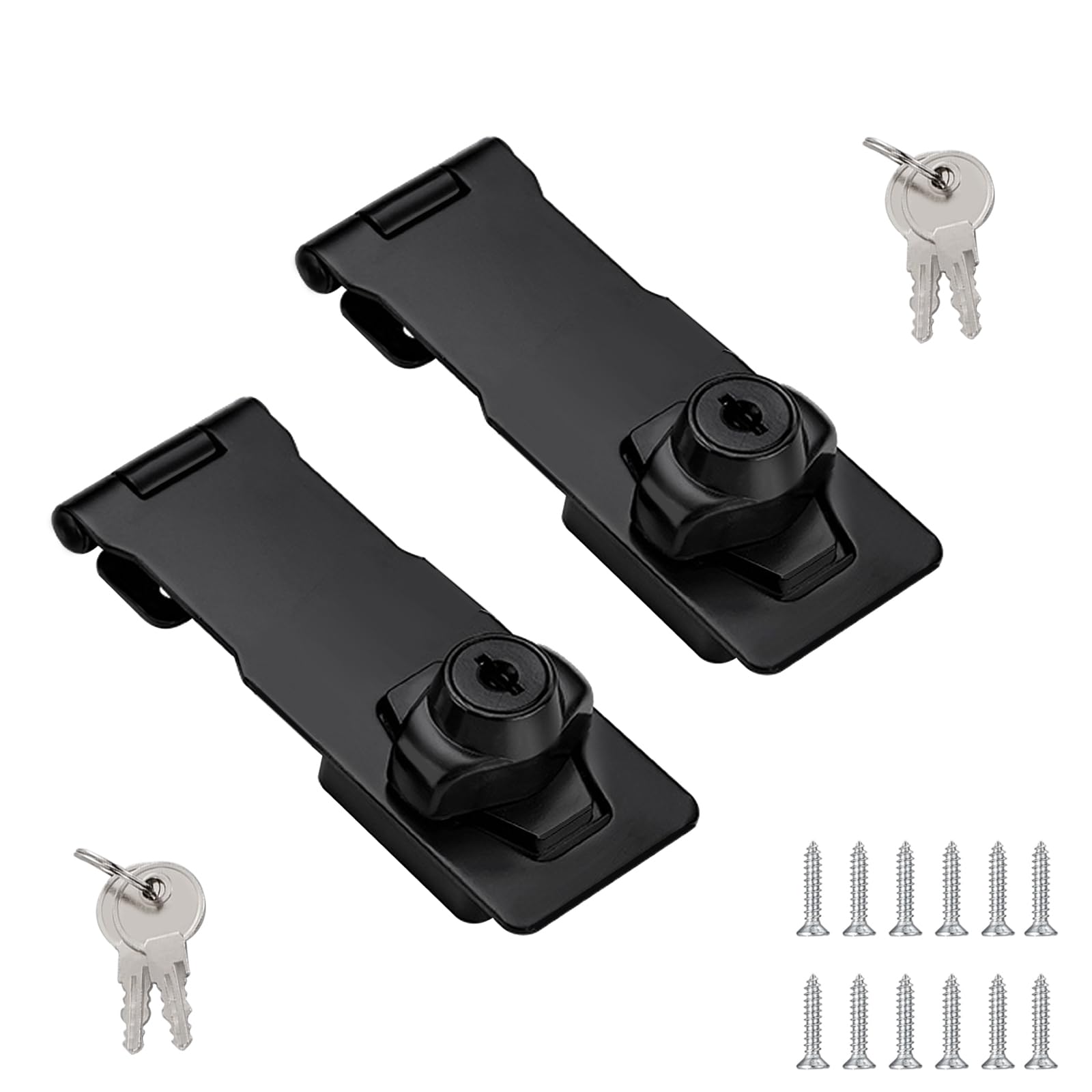 Tanbupu 2Pcs Keyed Hasp Locks Twist Knob Keyed Locking Hasp for Small ...