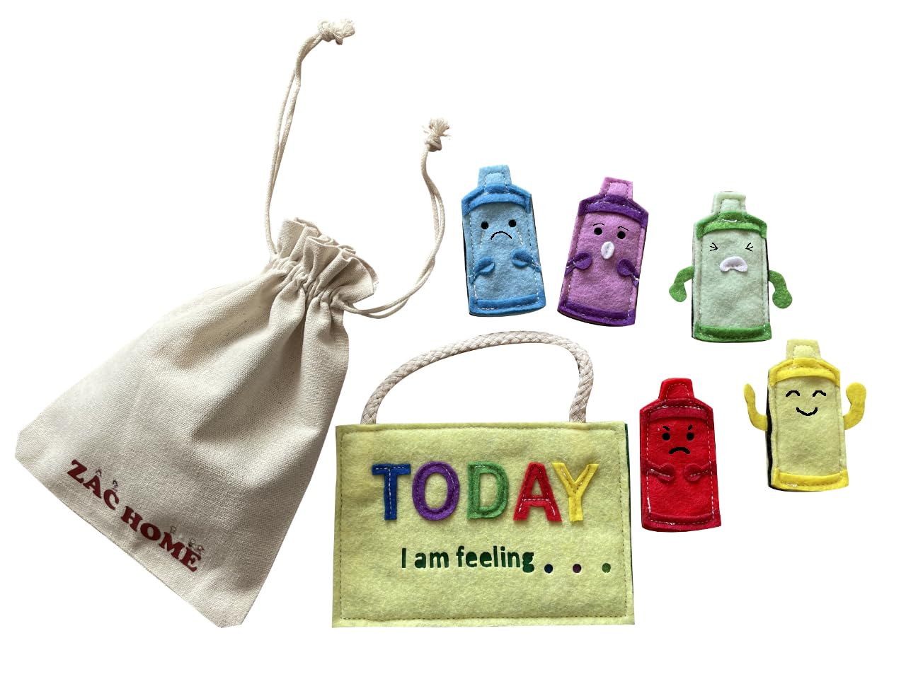 Emotion Feeling Family: 5 Emotions Finger Puppet Set with Bag – Happy ...