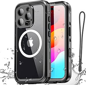 Amazon.com: AICase Waterproof Case for iPhone 16 Pro Max(6.9") with MagSafe Clear Water Proof ...