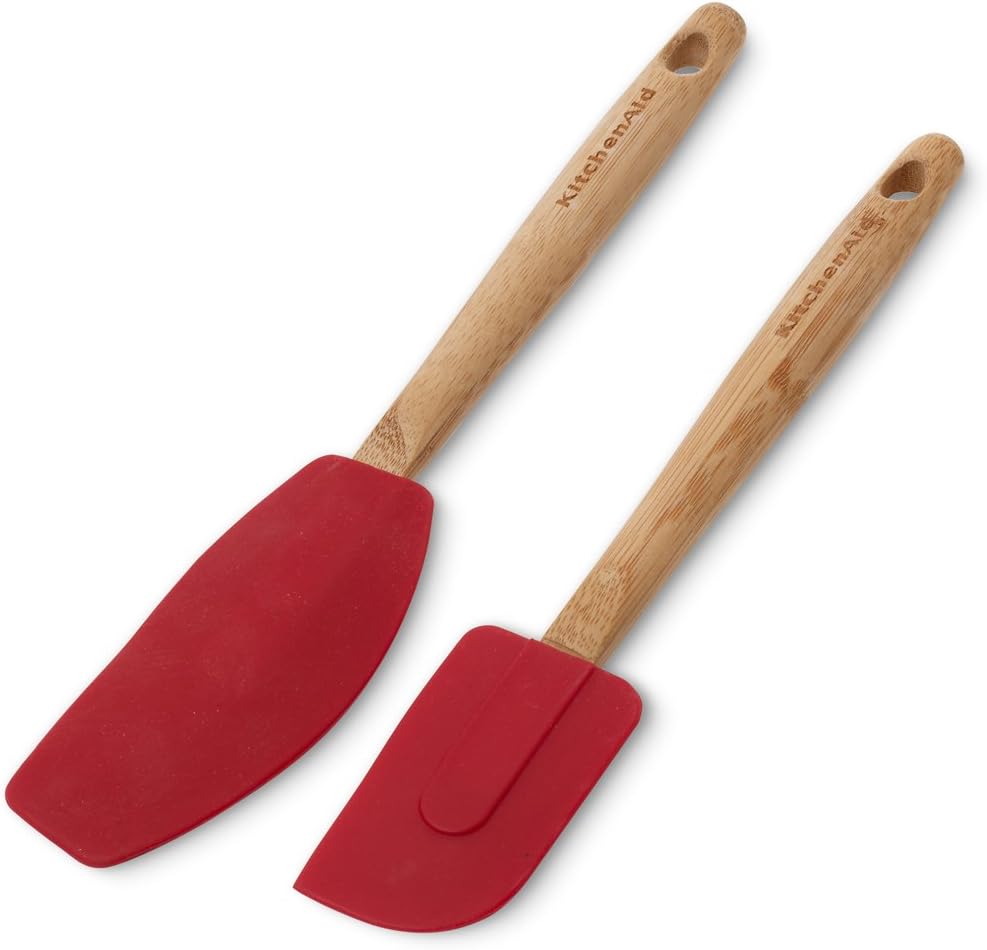 Amazon.com: KitchenAid 2-Piece Silicone Spatula Set with Bamboo Handles ...