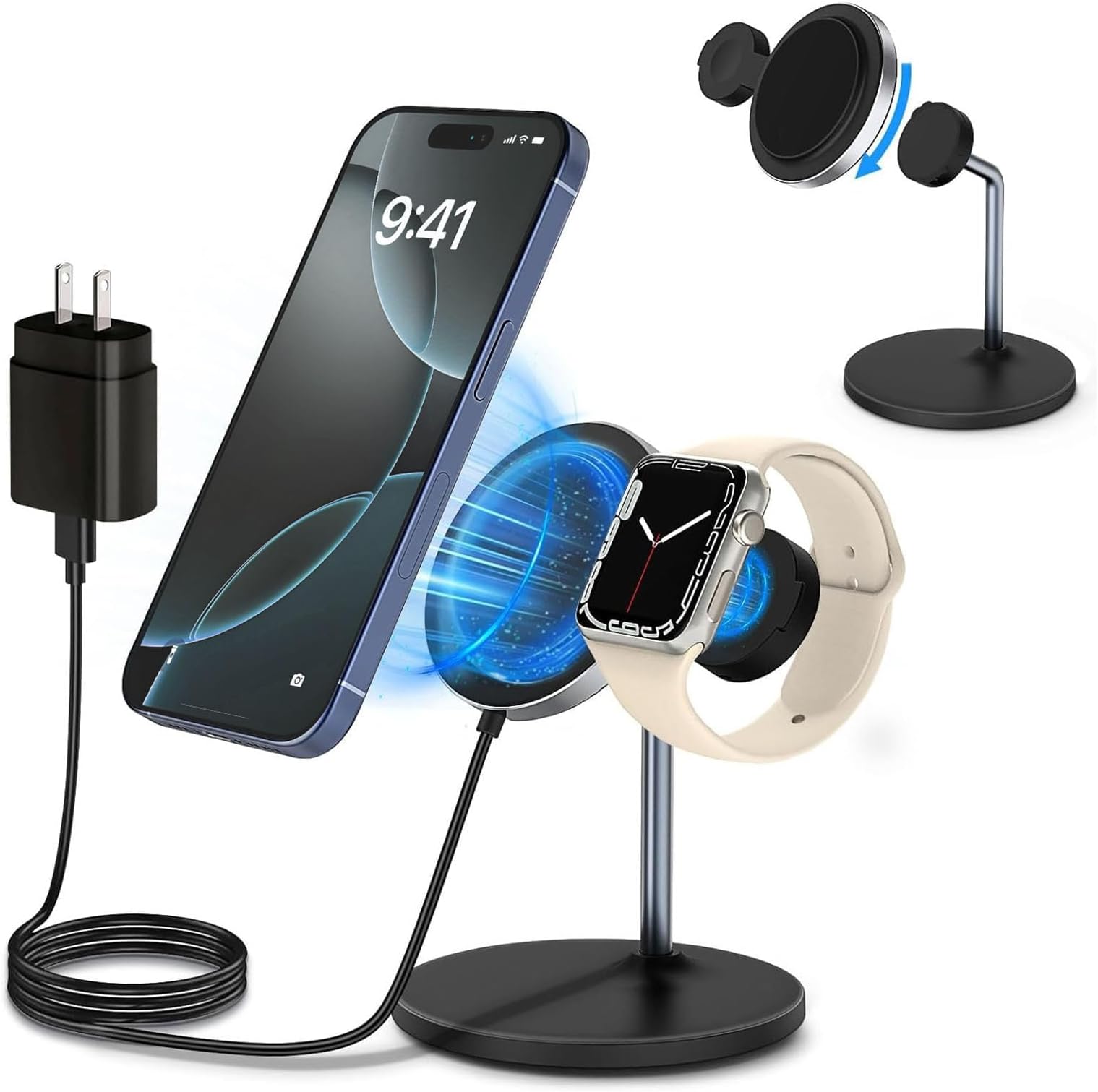 Amazon.com: 2 in 1 Magnetic Wireless Charger for iPhone, 15W Fast ...