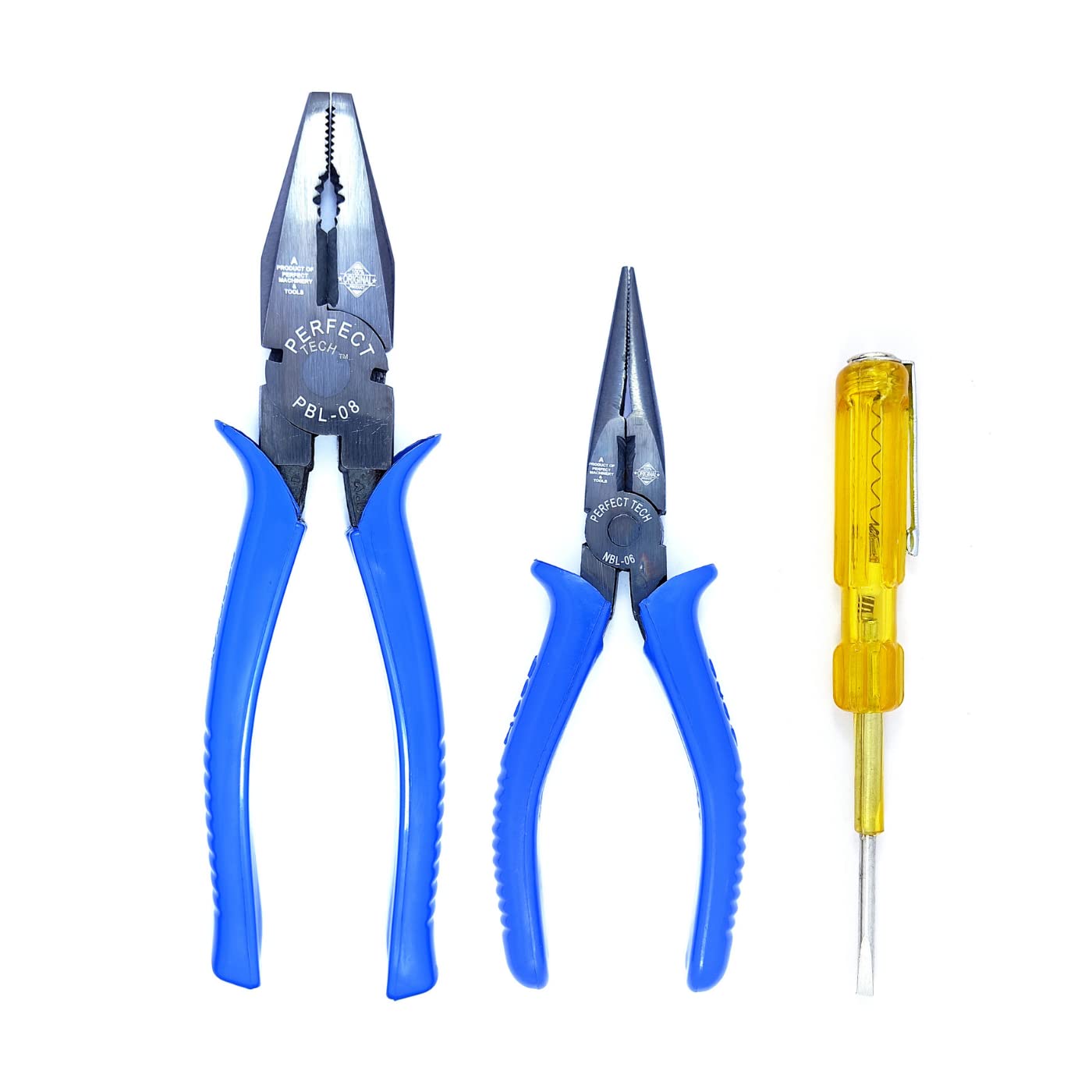 PERFECT SET OF 8" COMBINATION PLIER, 6" NOSE PLIER, 5" NEON BULB ANALOG ...