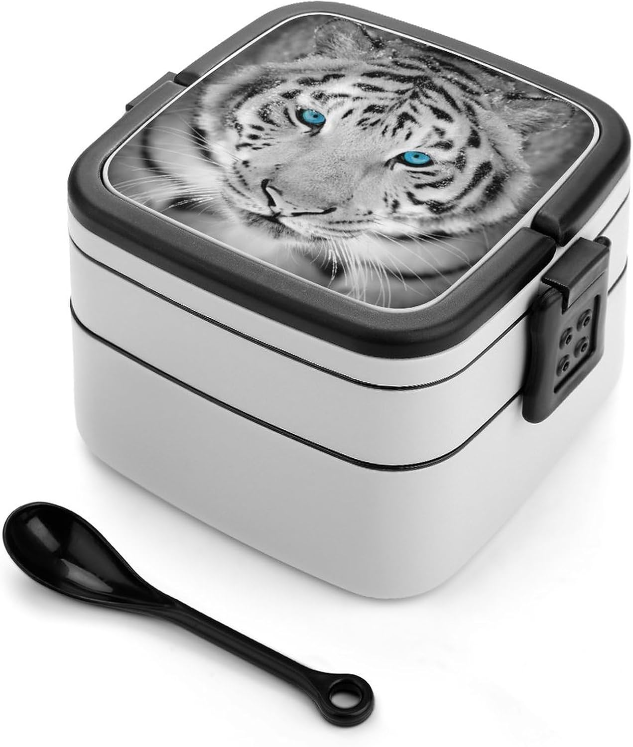 Amazon.com: Wild White Tiger Lunch Box Adult Double Layer Bento Box ...