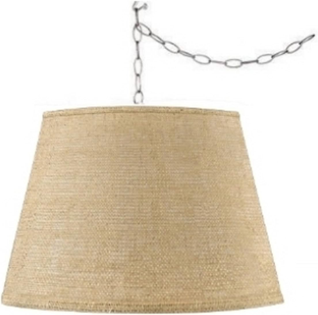 Upgradelights Burlap Swag Lamp Hanging Lighting Fixture Portable Swag ...