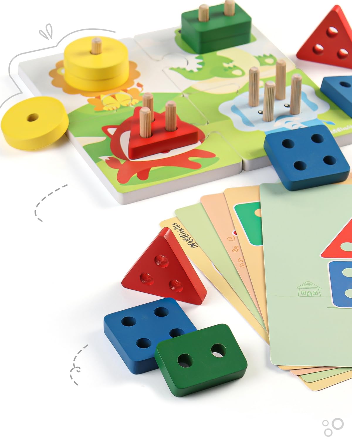 Intelliskills Premium Wooden Geometric Shape Sorter & Stacker Game For ...