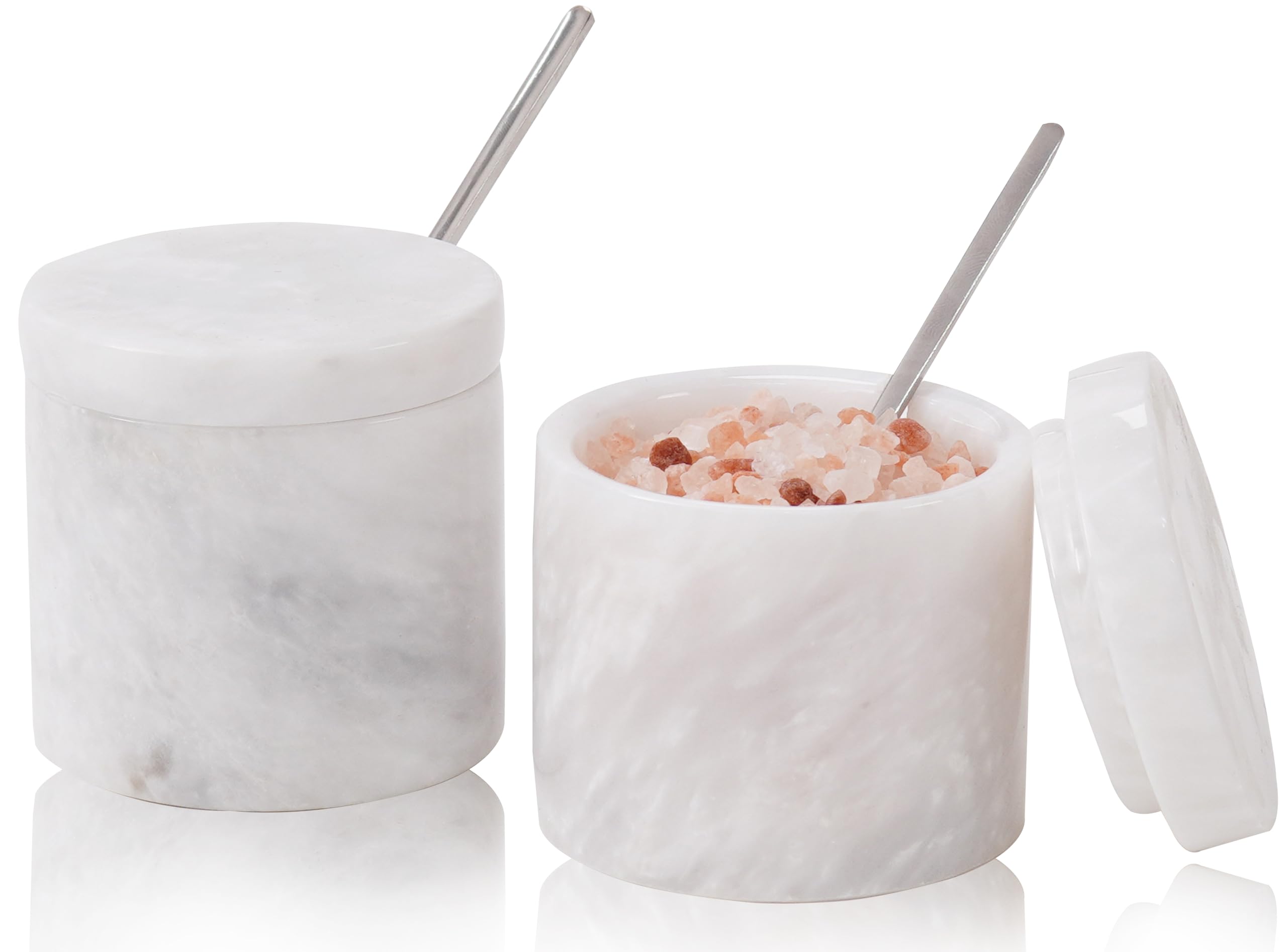 Amazon.com: SPESHSTONES Marble Salt Cellar With Lid 3'' Inches White ...