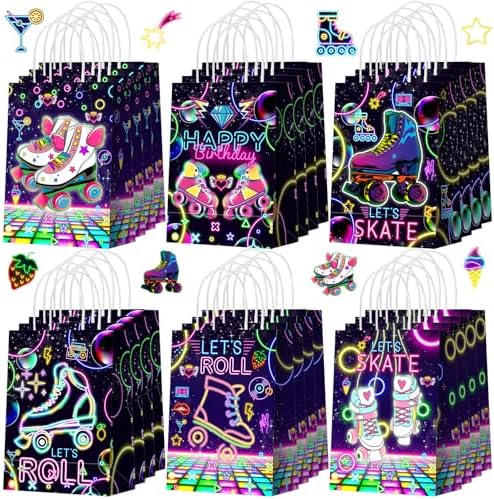 Amazon.com: Zhanmai 24 Pcs Roller Skating Goodie Gifts Bags Let's Skate ...