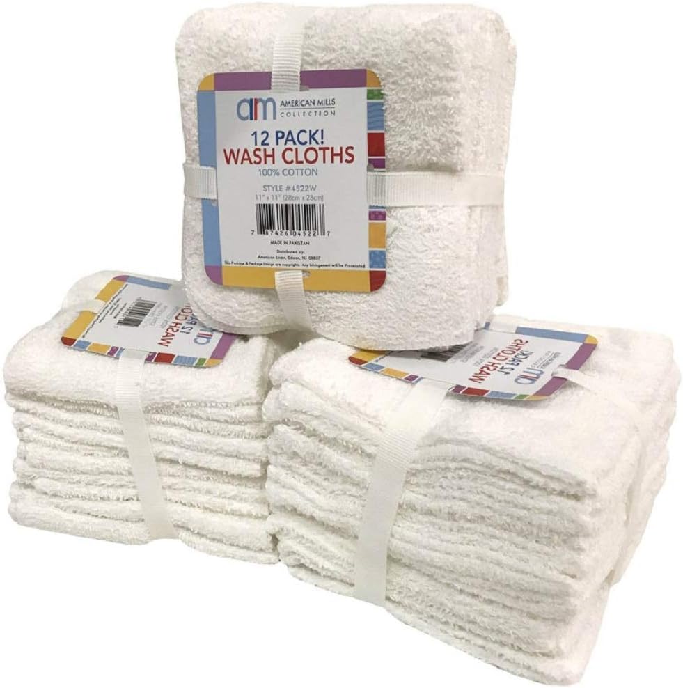 Amazon.com: White Cotton Washcloth Pack - 18 Count : Home & Kitchen