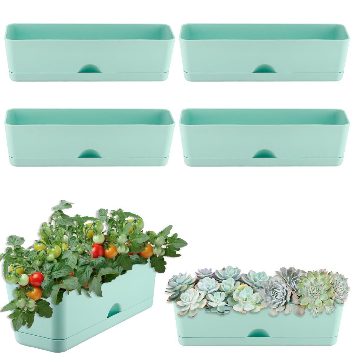 Amazon.com : 6 Pack Rectangle Planter 16x4.4 Inch Window Boxes Planters ...