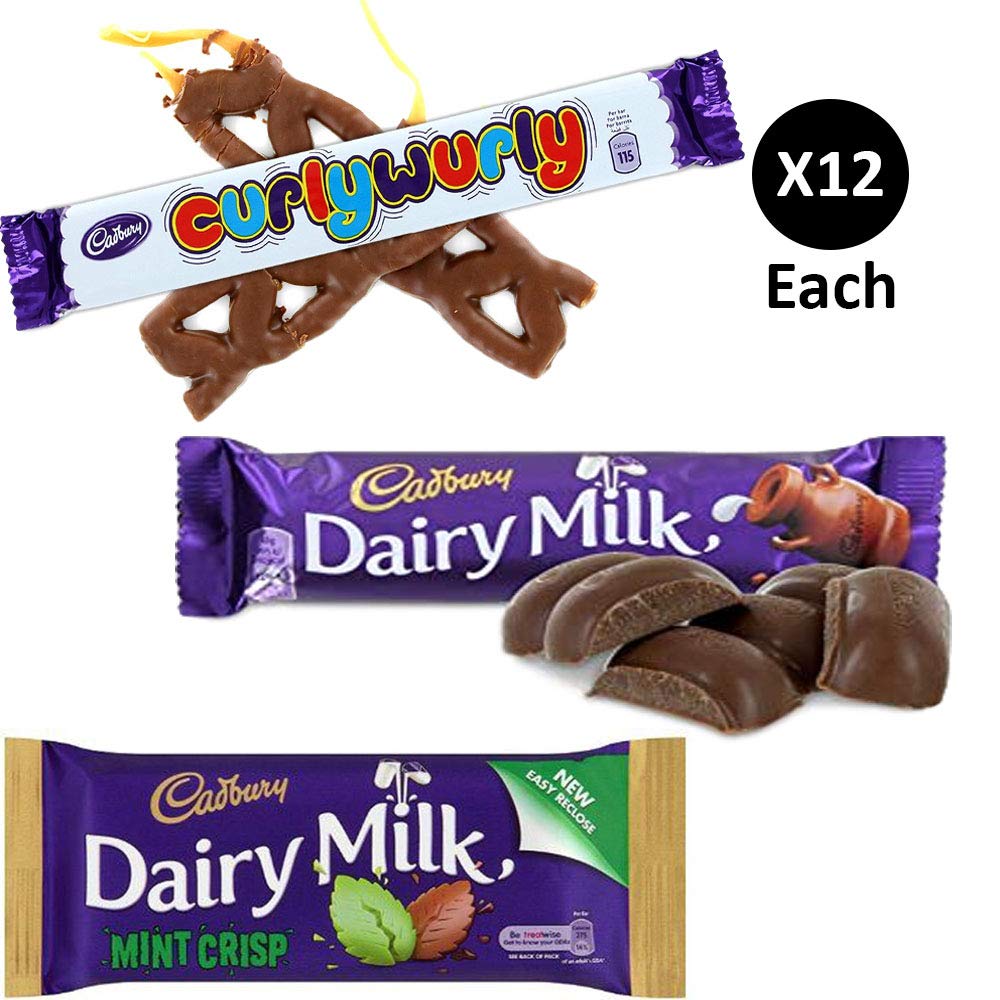 Buy Cadbury Curly Wurly + Cadbury Dairy Milk + Cadbury Mint Crisp | 12 ...