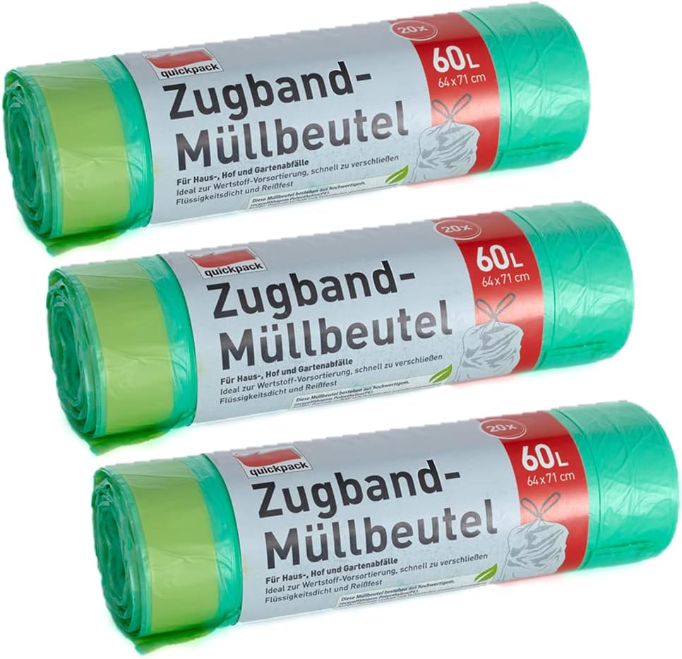 60 L Green Plastic Bin Liners Pack of 3 : Amazon.co.uk: Home & Kitchen