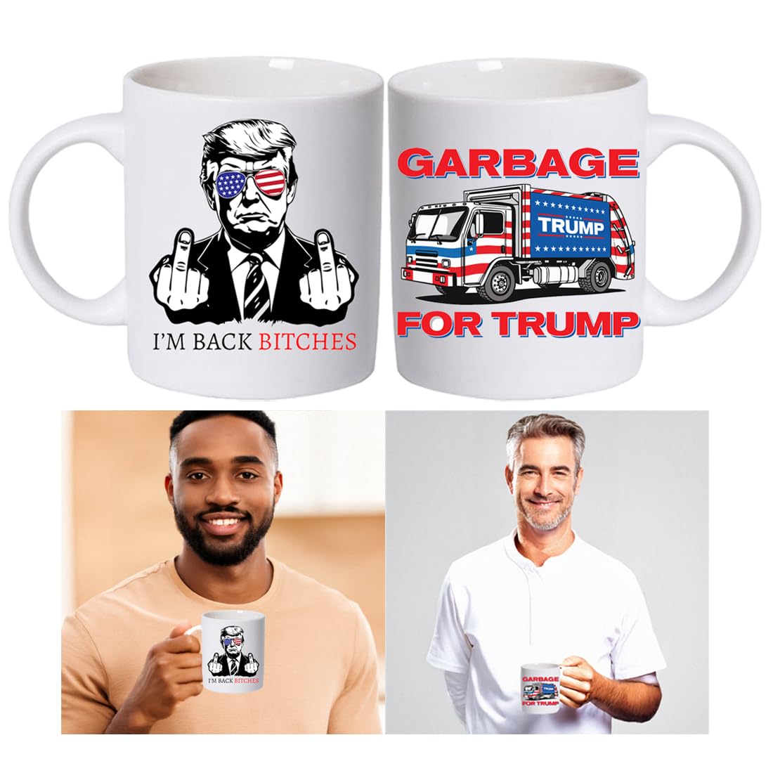 Amazon.com | Pure Compression Trump Coffee Mug - Donald Trump I'm Back ...
