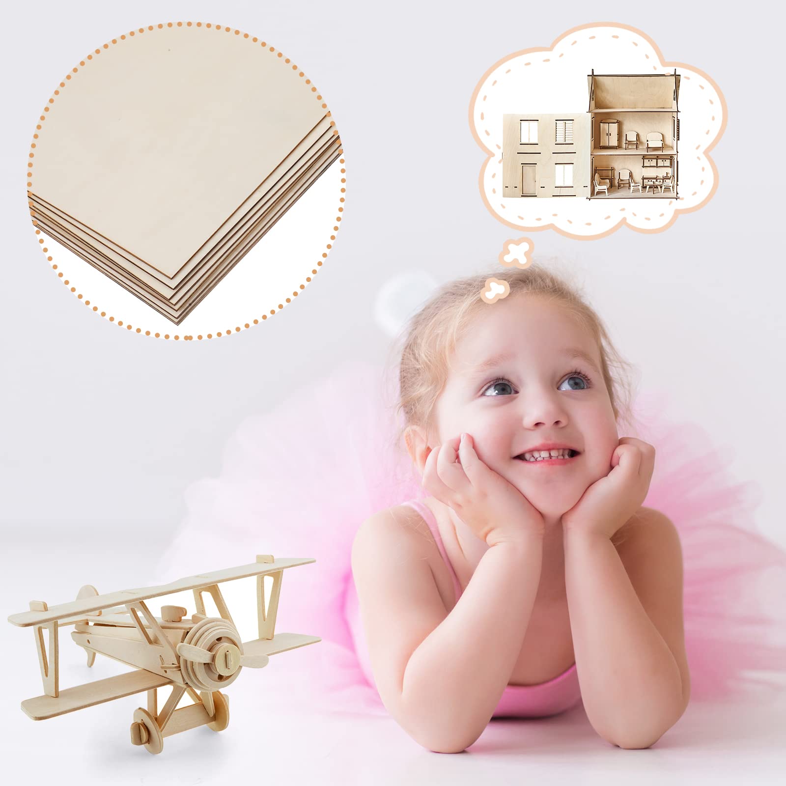 24 Pcs 1/8 Inch Balsa Wood Sheets for Crafts 3 mm Thick Craft Wood ...