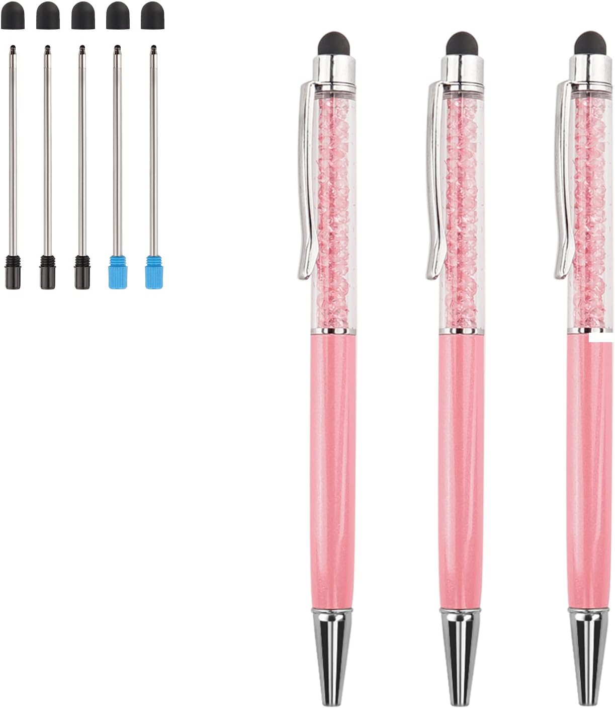 Amazon.com: Ballpoint Pens 3 pcs 2 in 1 Bling Crystal Diamond Pen ...