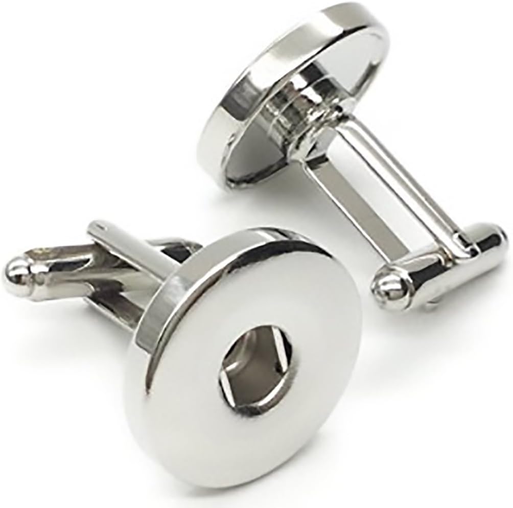 Amazon.com: Silver Tone Cuff Link with Interchangeable Snap Button ...