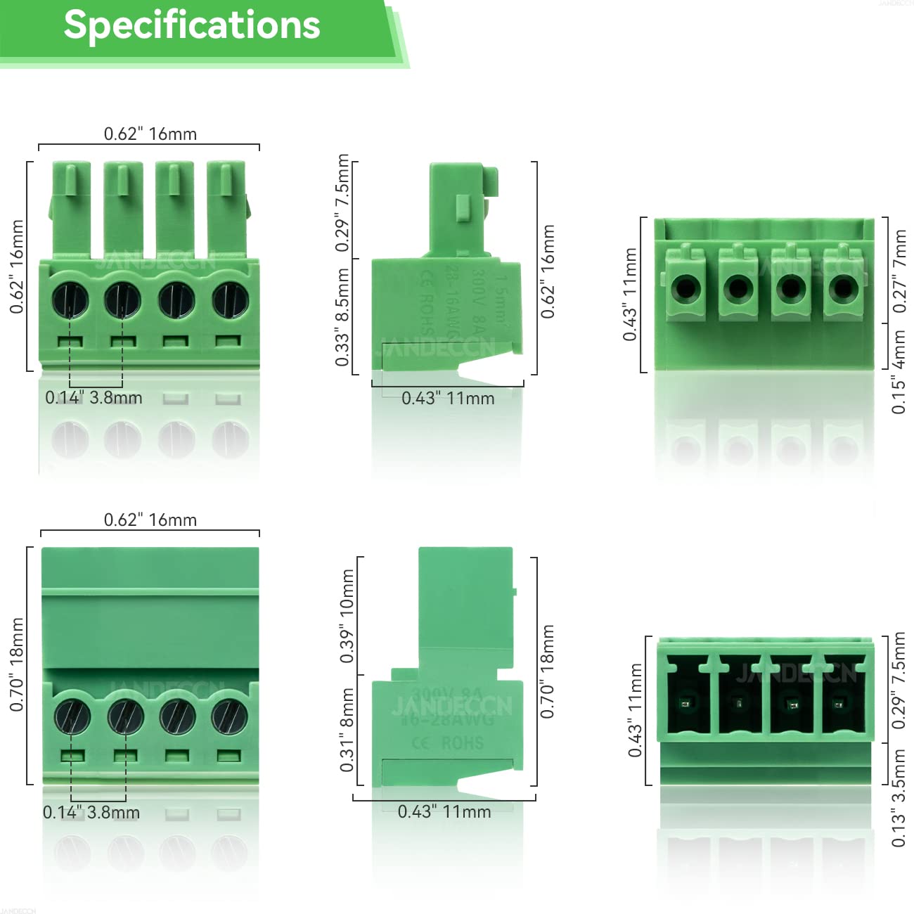 Snapklik.com : JANDECCN 10Pcs 4 Pin 3.81mm Pitch DIY PCB Mount Screw ...
