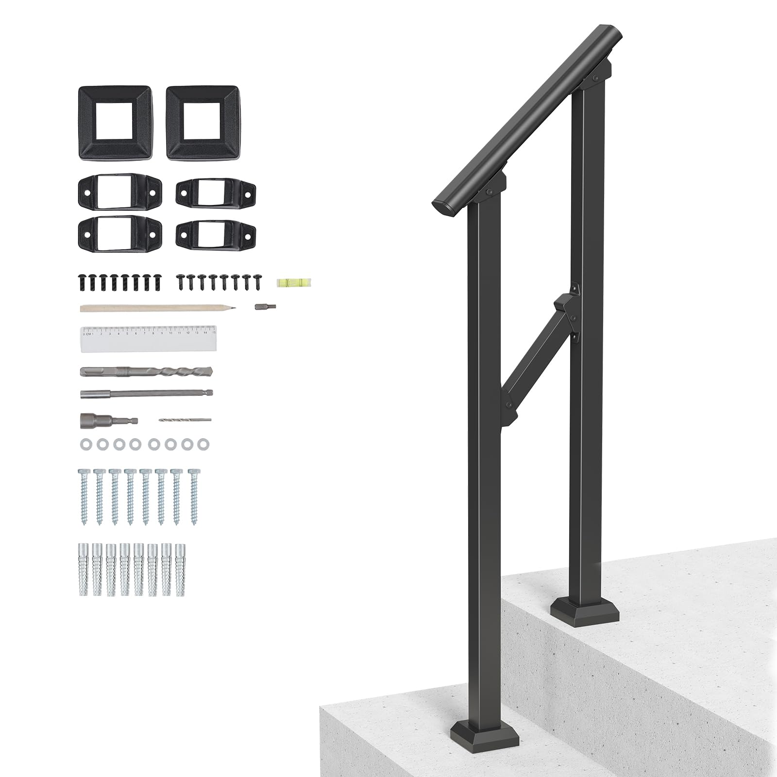 Snapklik.com : VEVOR Handrails For Outdoor Steps, 1-2 Step Stair Hand ...