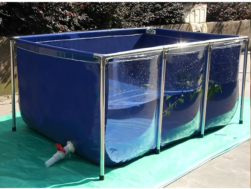 PVC Canvas Fish Pond with Steel Frame - Large Rectangular Above Ground ...