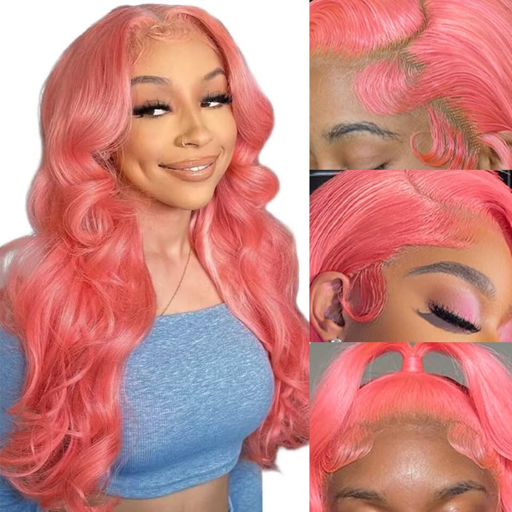 Amazon.com : Pink Lace Front Wig Human Hair 13x4 Hd Lace Pink Frontal ...