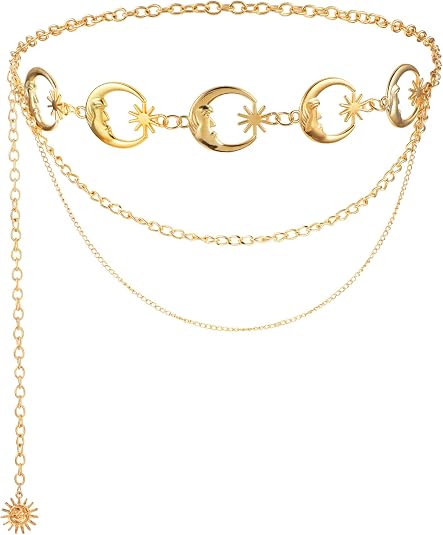 Amazon.com: Andibro Moon Star Multilayer Waist Chain Belt, Metal Sun ...
