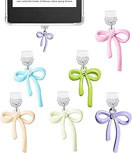 Amazon.com: 6PCS Cute Dust Plug Charms Bow for Kindle Type C/USB C Anti ...
