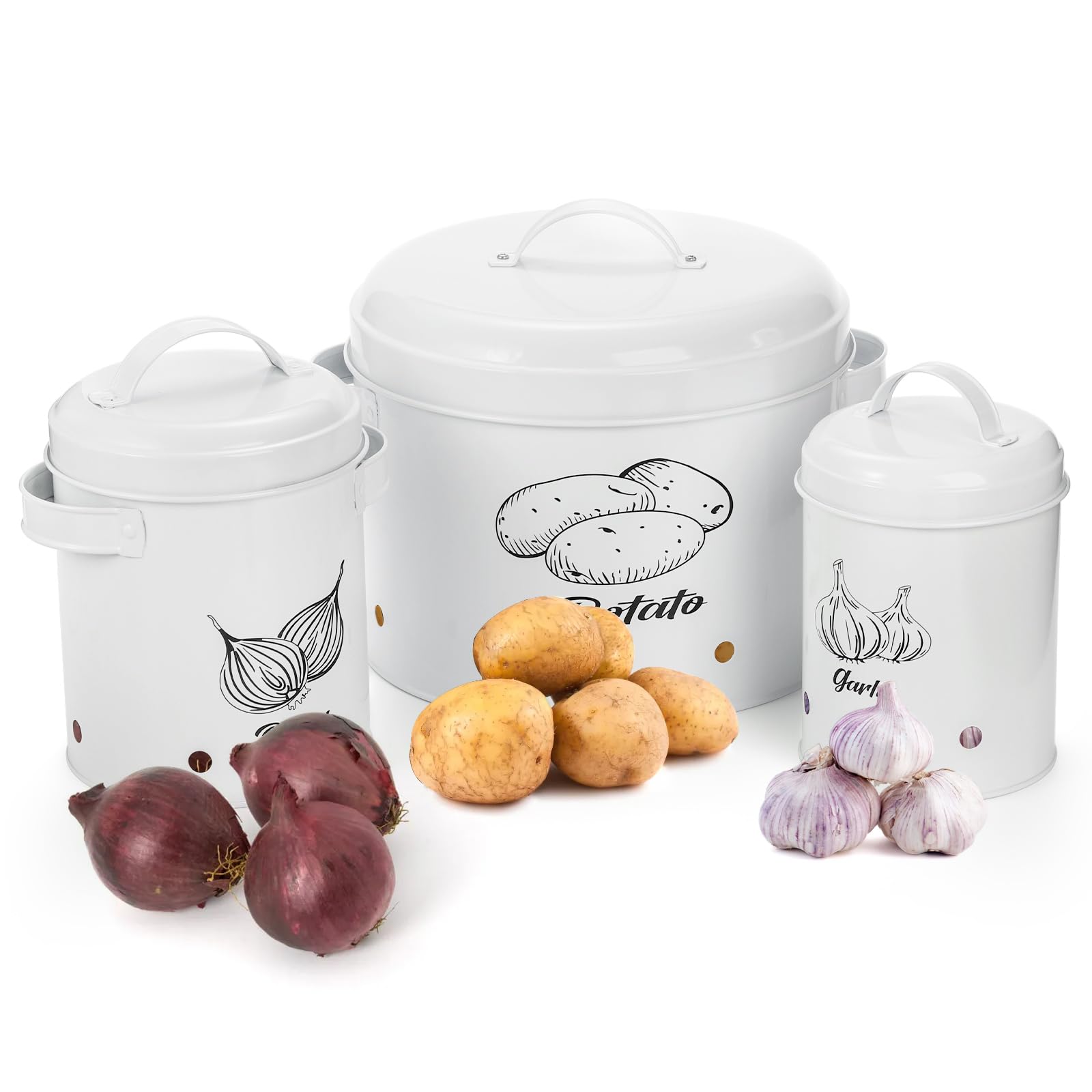Frcctre Set of 3 Vegetable Storage Bins, Kitchen Potato and Onion ...