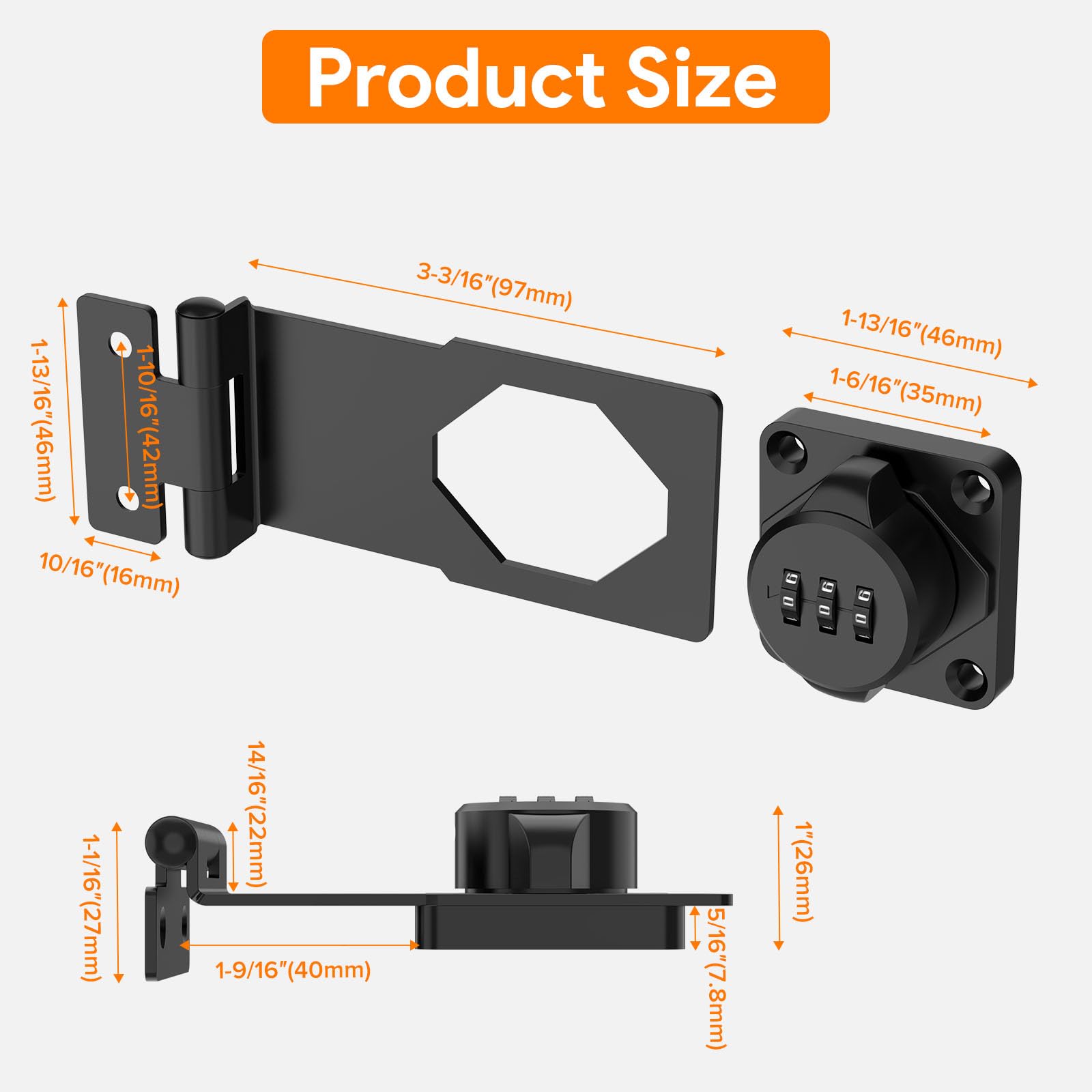 Snapklik.com : Cabinets Combination Lock, Password Rotary Hasp Lock, 90 ...